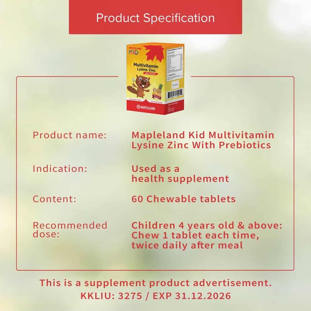 Alpro Pharmacy Exclusive - Mapleland Kid Multivitamin Lysine Zinc 10s x ...