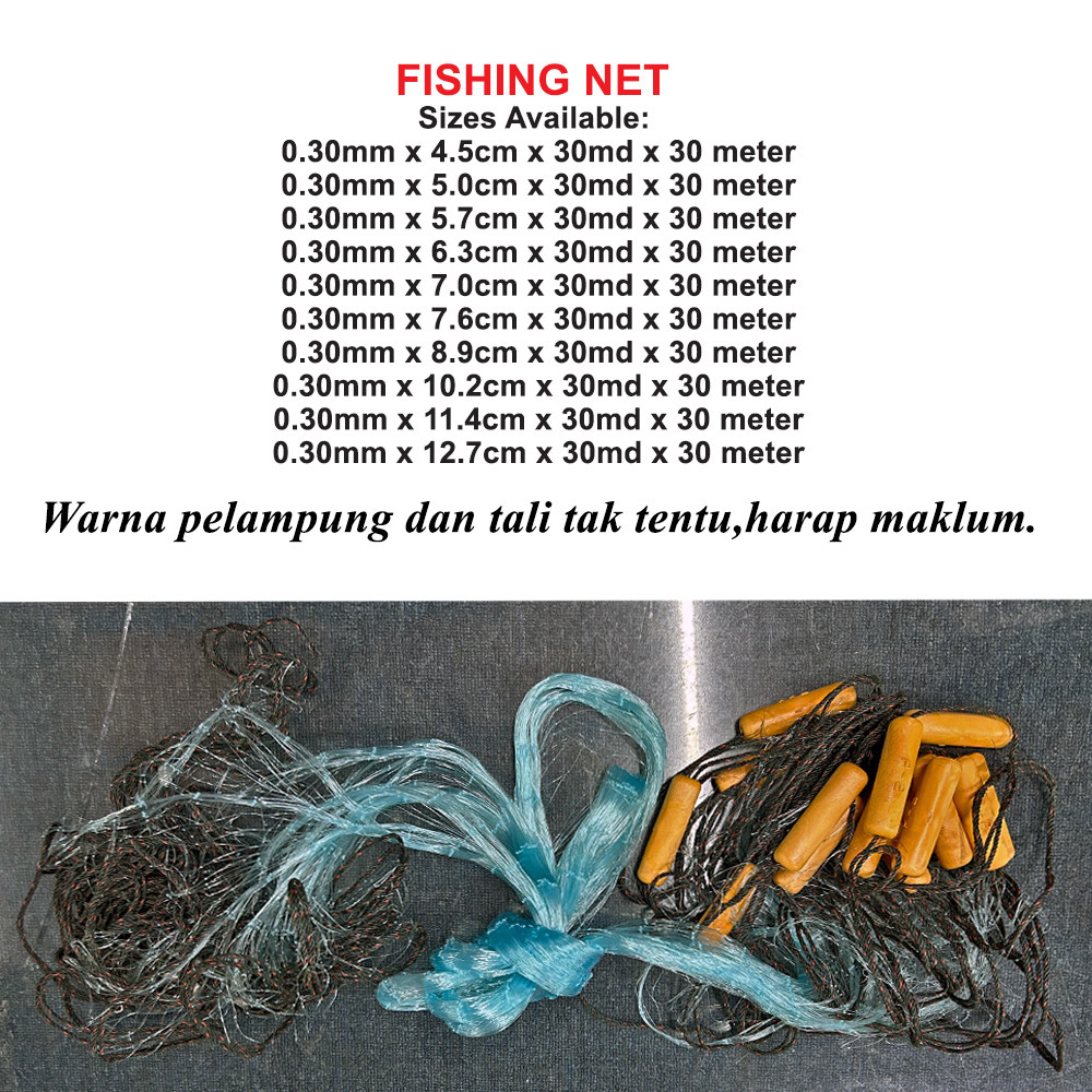 (30meter)Jala Tangsi GL Fishing Net Fising Jala Pukat Ikan Nylon ...