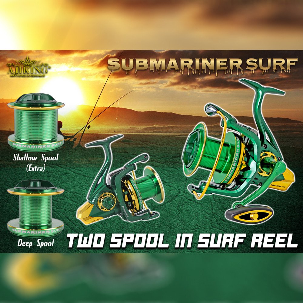Max Drag 20kg Submariner Surf 8000 Spinning Fishing Reel With Spare Spool Saltwater Shallow and ...