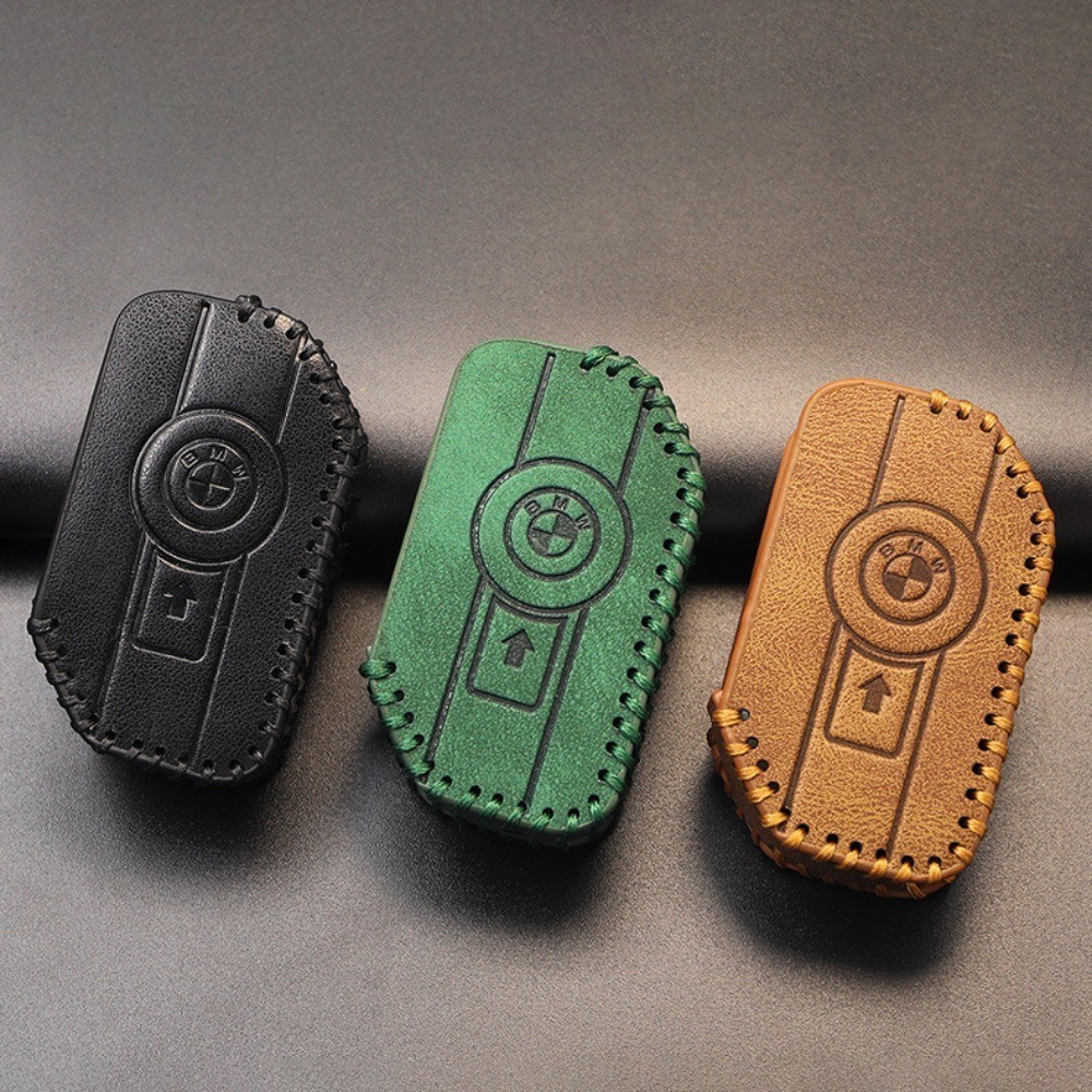 Retro Leather Motorcycle Smart Remote Key Fob Case Cover Chain Shell ...