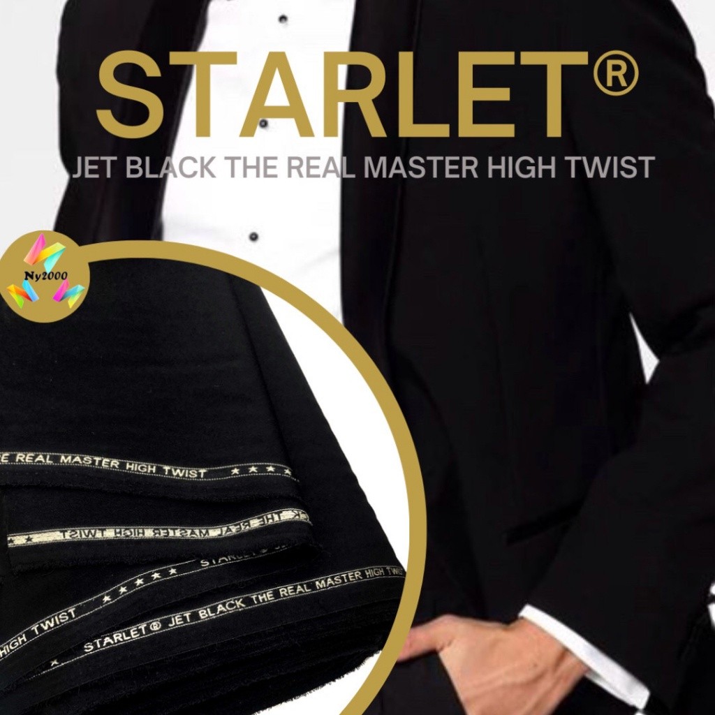 STARLET® Jet Black The Real Master High Twist Suiting & Trousers Fabric ...