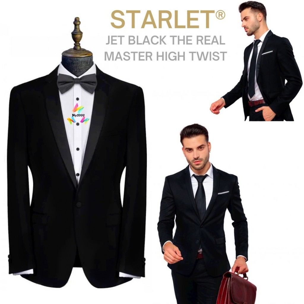 STARLET® Jet Black The Real Master High Twist Suiting & Trousers Fabric ...