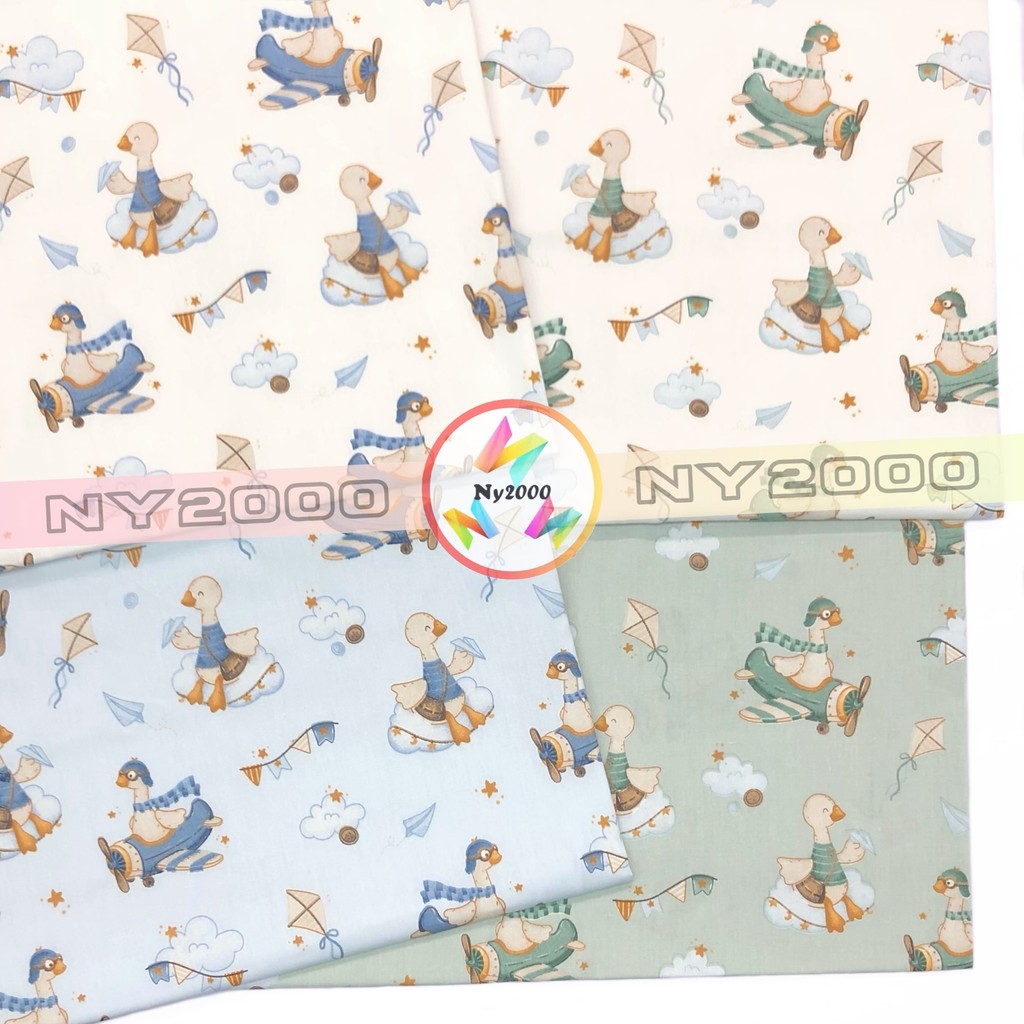 Kain Comb Cotton Kartun Itik Bidang 60" / Flying Pilot Duck Cartoon ...