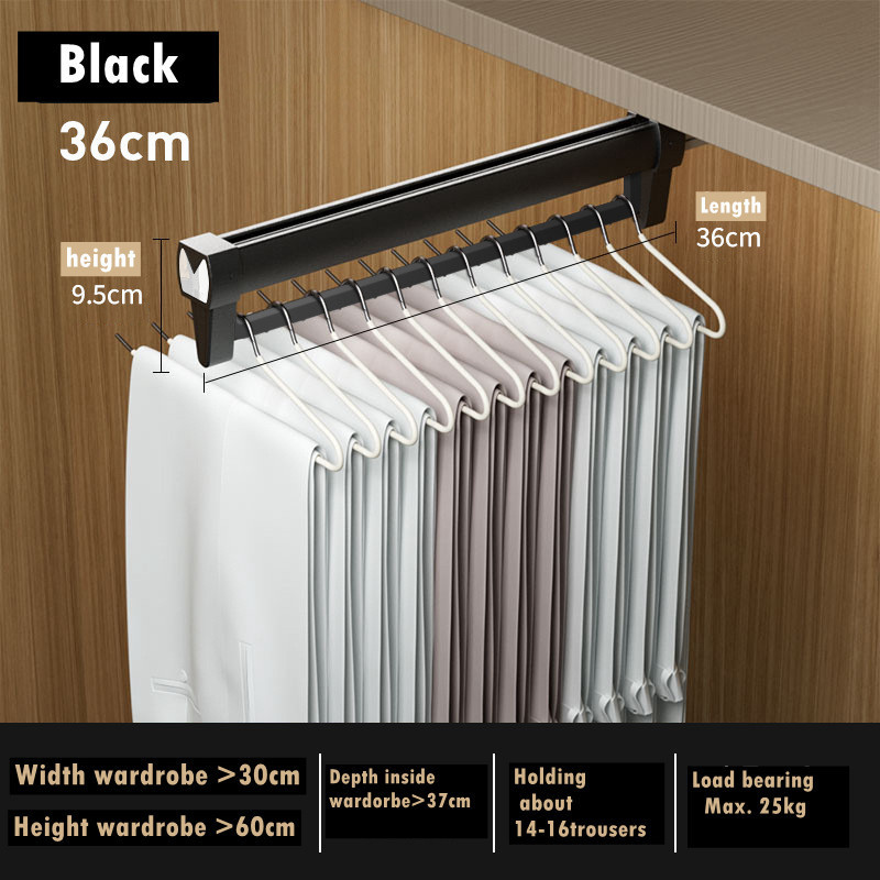 Pull Out Pants Hanger Rack Sliding Wardrobe Organizer Clothes Pants ...