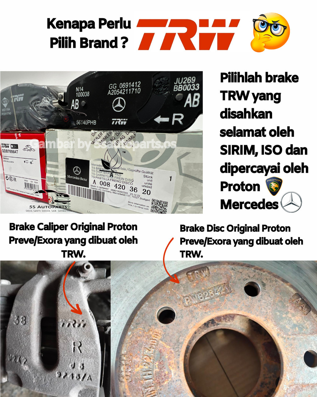 ORI TRW Proton X50 Front (Depan) Disc Rotor & Disc Pad Set | Shopee ...