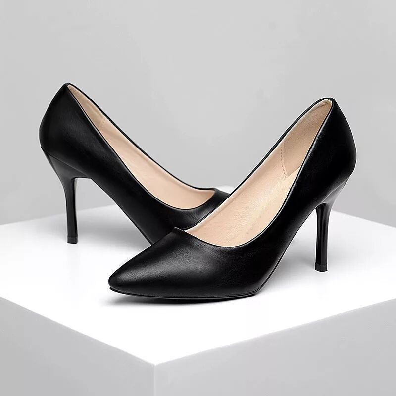 Women's black high heels professional shoes interview stiletto formal ...