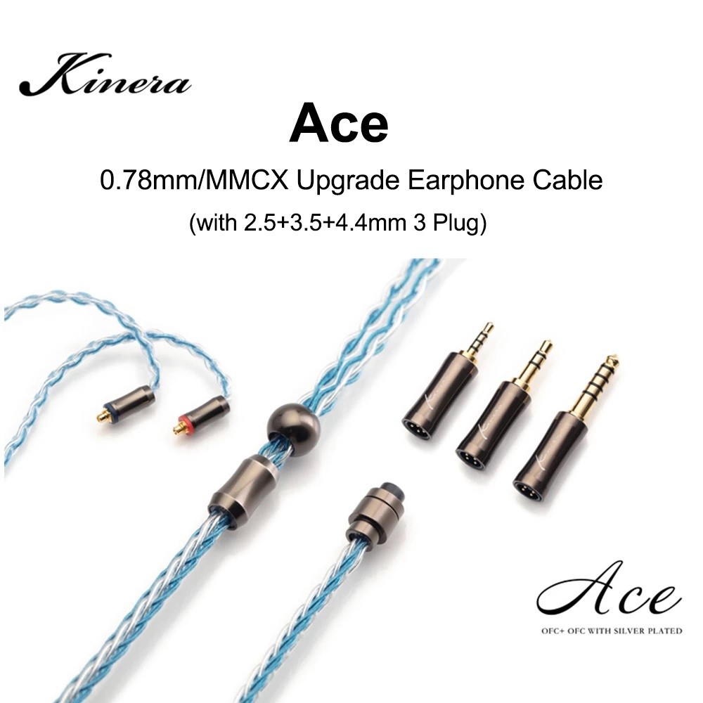 Kinera Ace or Ace 2.0, In-Ear Monitors Upgrade Cable: OFC Silver Plated Braided Cable (Ace 2.0 ...