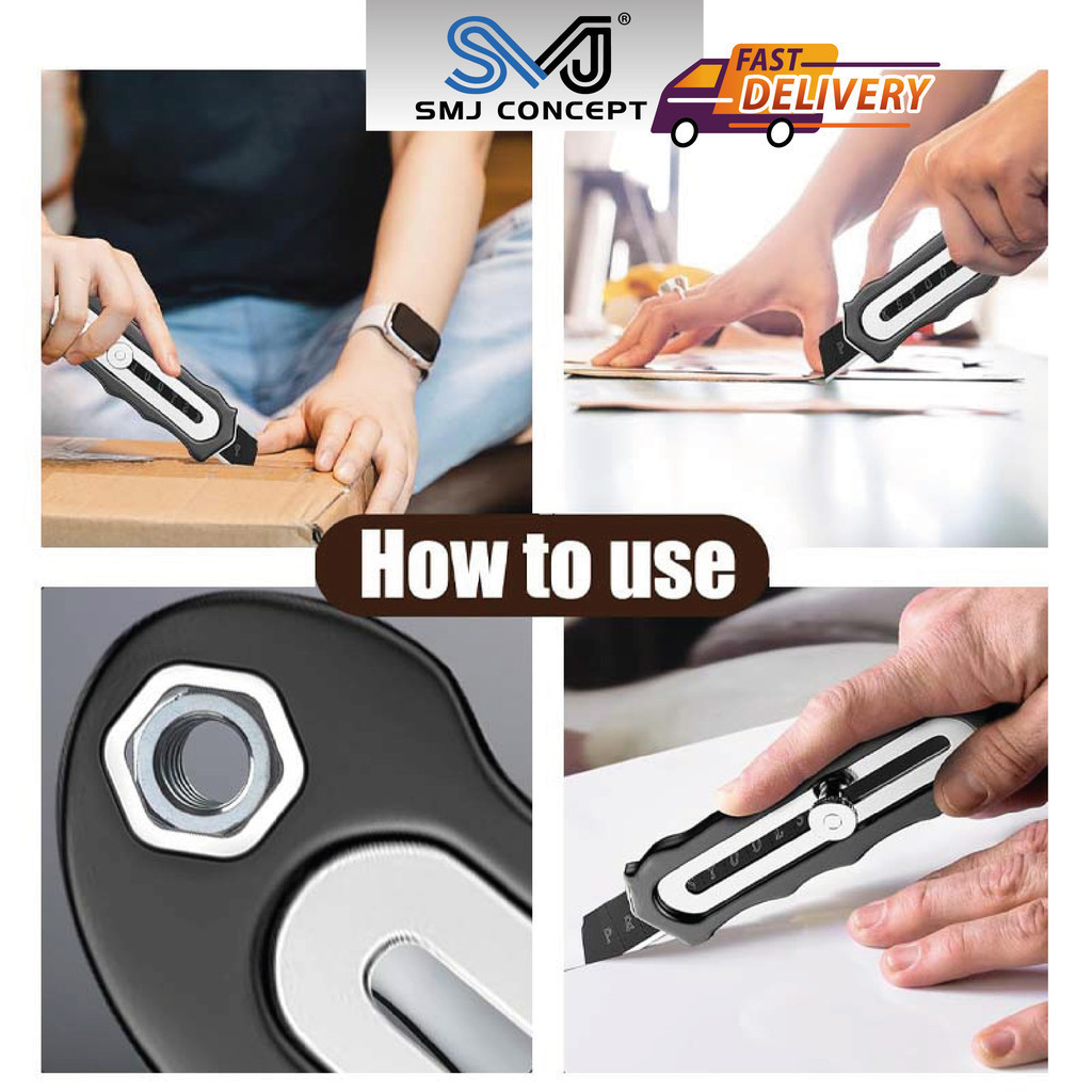 SMJ CONCEPT® Heavy Duty Utility Cutter Knife | Auto-Loading Metal ...