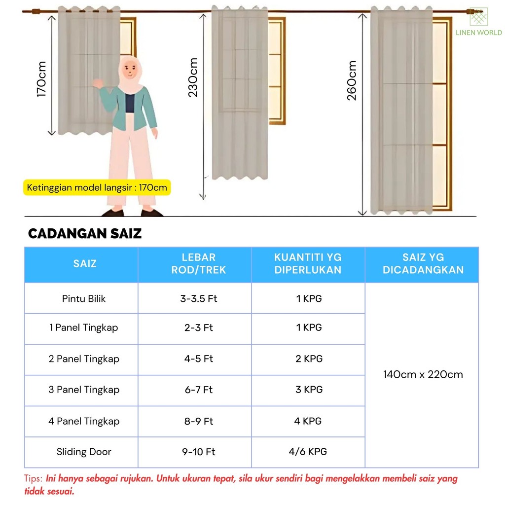 C07-140cm x 220cm | Langsir Flora Semi Blackout | Hook & Rod 2 in 1 ...