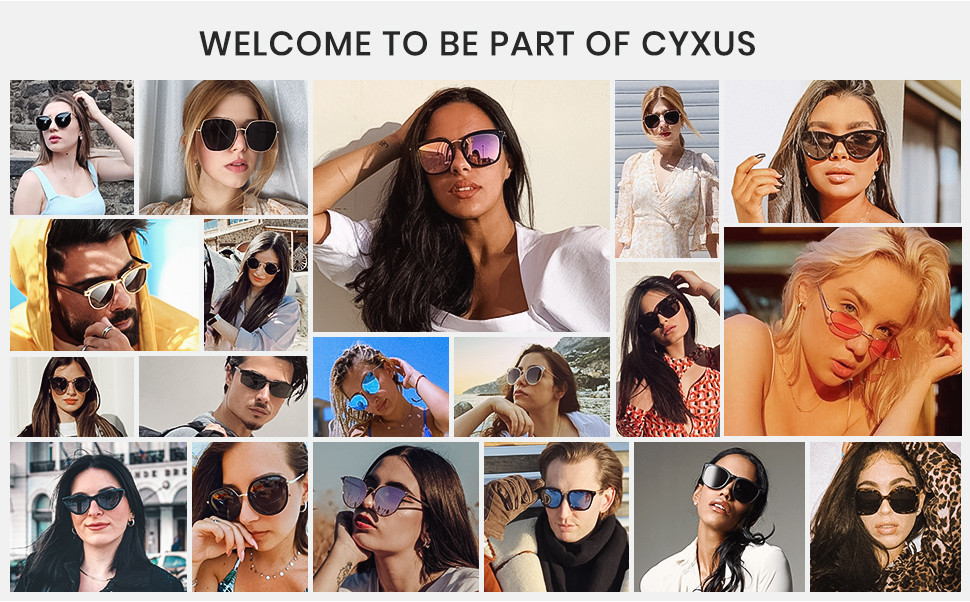 CYXUS Polarized Sunglasses Gradient Color Fashion Square Large Frame ...