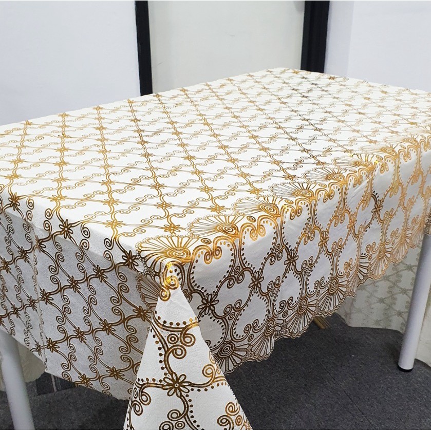 (Selangor) Raya Deco 2025 Alas Meja Panjang 6 / 8 Kerusi Gold Flower ...