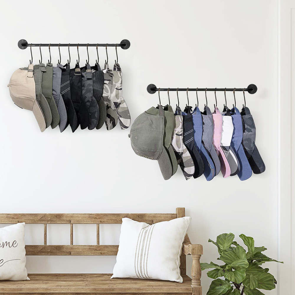 Hat Rack Wall Cap Organizer Baseball Caps Racks Display Holder with 10 ...