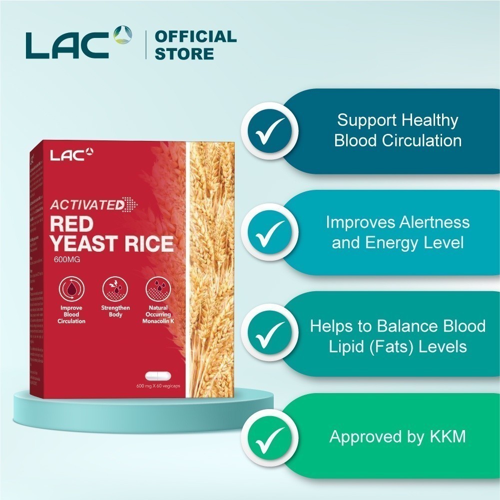 LAC Red Yeast Rice (600mg x 60 Vegecaps) [Exp Mar 2028] 01401340 ...