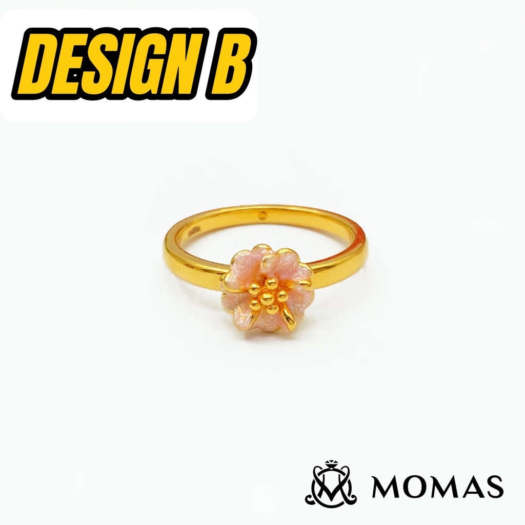MOMAS Cincin Bunga Emas 916 Tulen Cincin Emas 916 Original Cincin Emas ...