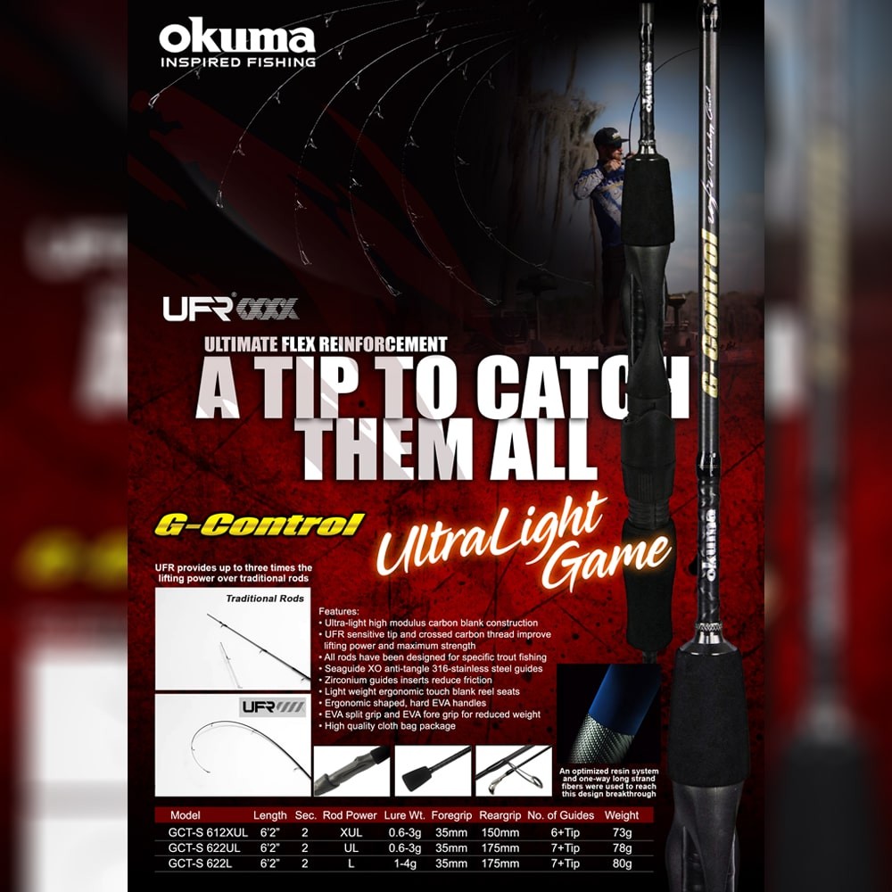 Okuma G-Control Joran Pancing Spinning 6'2kaki | UL Ultralight Game ...