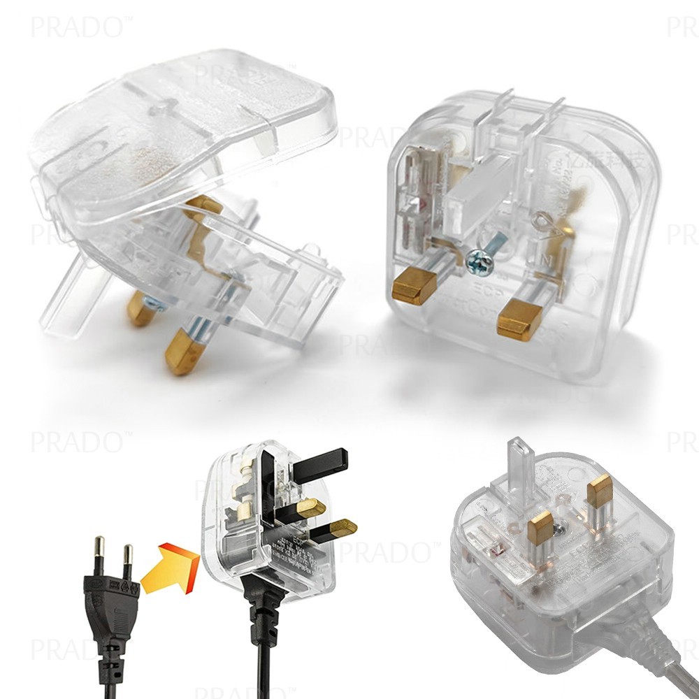 PRADO EU TO MSIA/UK FUSED EURO 2 Pin To 3 Pin Plug Converter Fits 5A ...