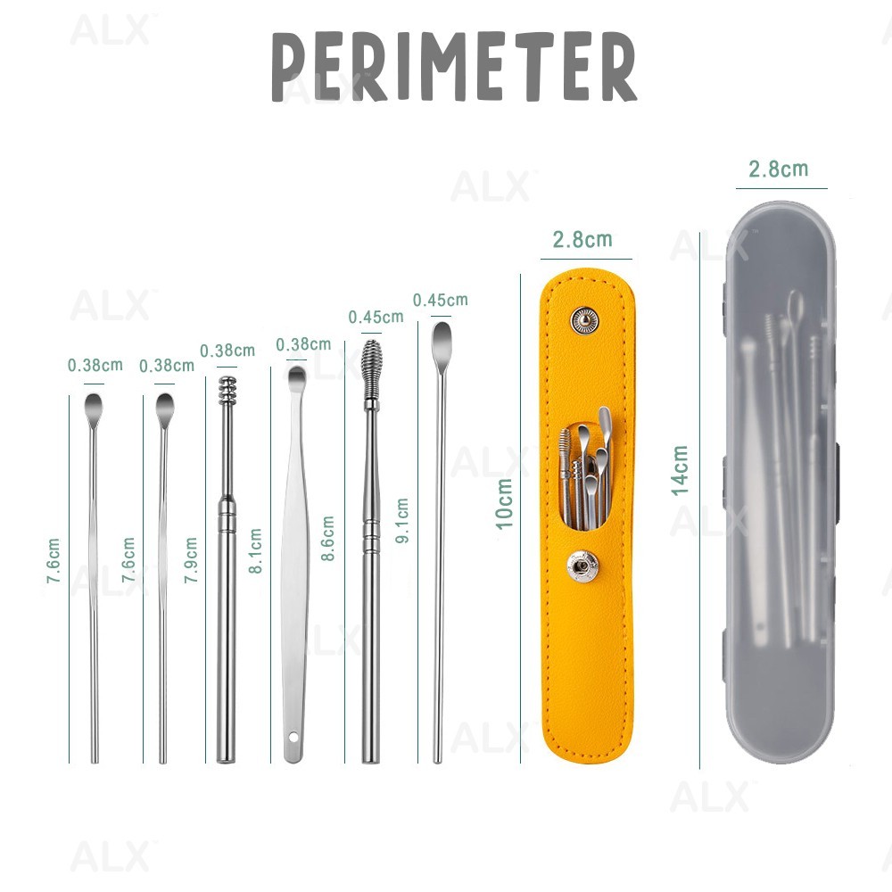 ALX 6pcs Stainless Steel Earpick Set Earwax Tool Remover Ear Care ...