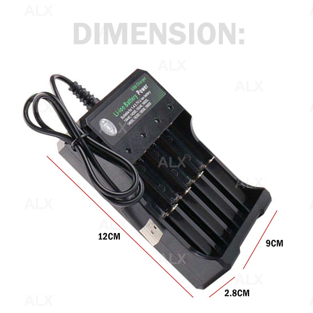ALX 4 Slot USB Battery Charger LED Display DC 4.2V Lithium Ion 18650 ...