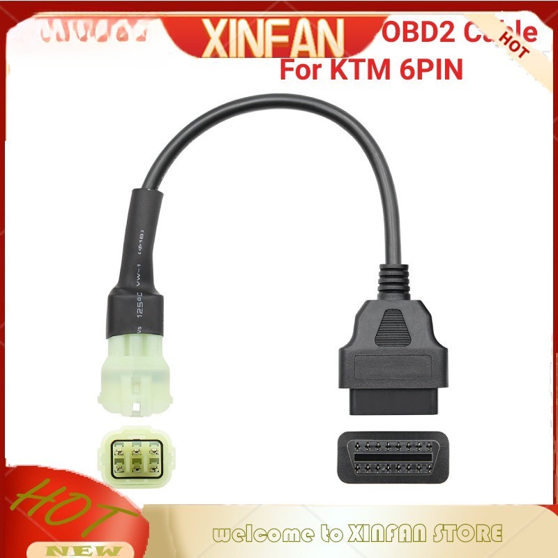XINFAN For KTM Motorbike 6PIN Plug Cable6 Pin Connector 16 Pin to OBD2 ...