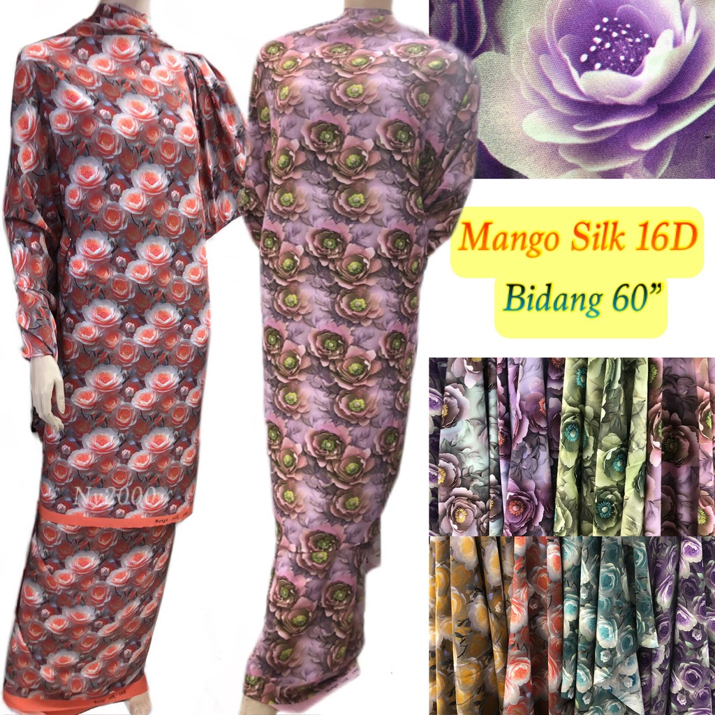 Kain Bunga 2025 Mango Silk 16D (Bidang 60") | Shopee Malaysia