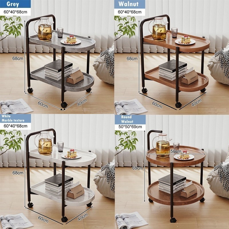 Corner Table Wooden Movable Trolley Coffee Tea Table Side Table Storage ...