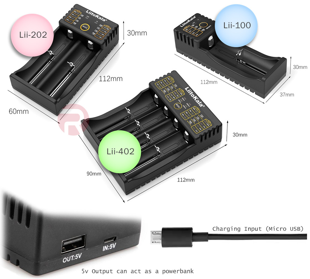 Smart Charger for 18650 16340 14500 26650 Li-ion Batteri (Universal ...