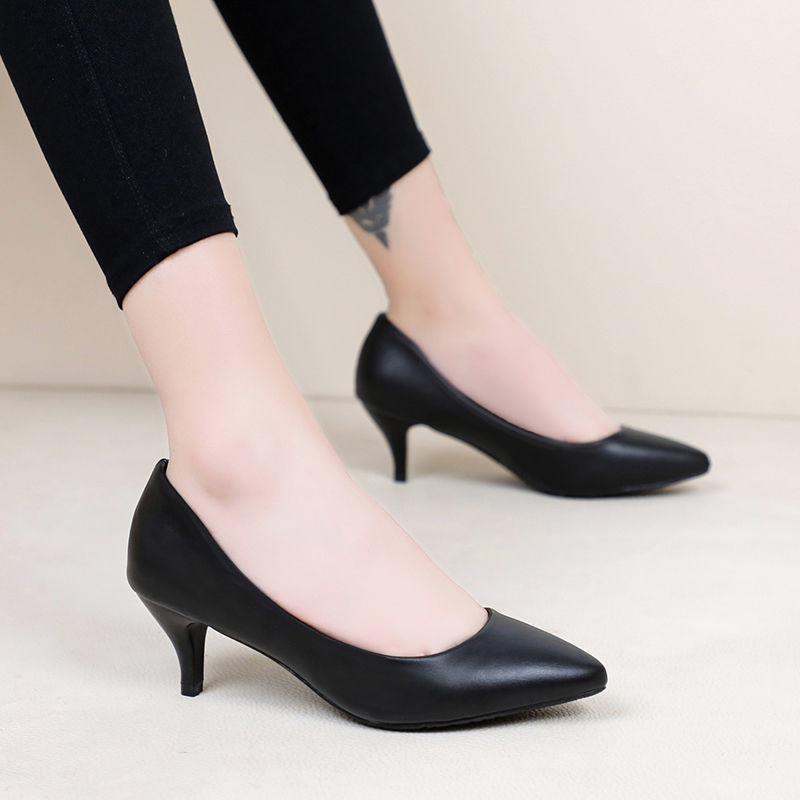 Women's black high heels professional shoes interview stiletto formal ...