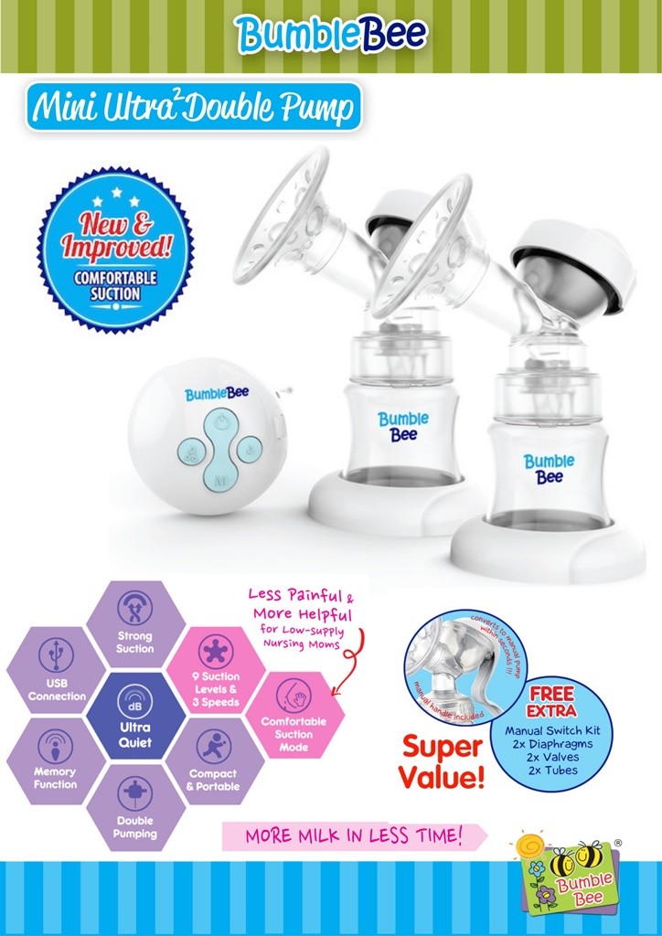 Bumble Bee Mini Ultra 2 Double Breast Pump [Free Manual Switch Kit ...