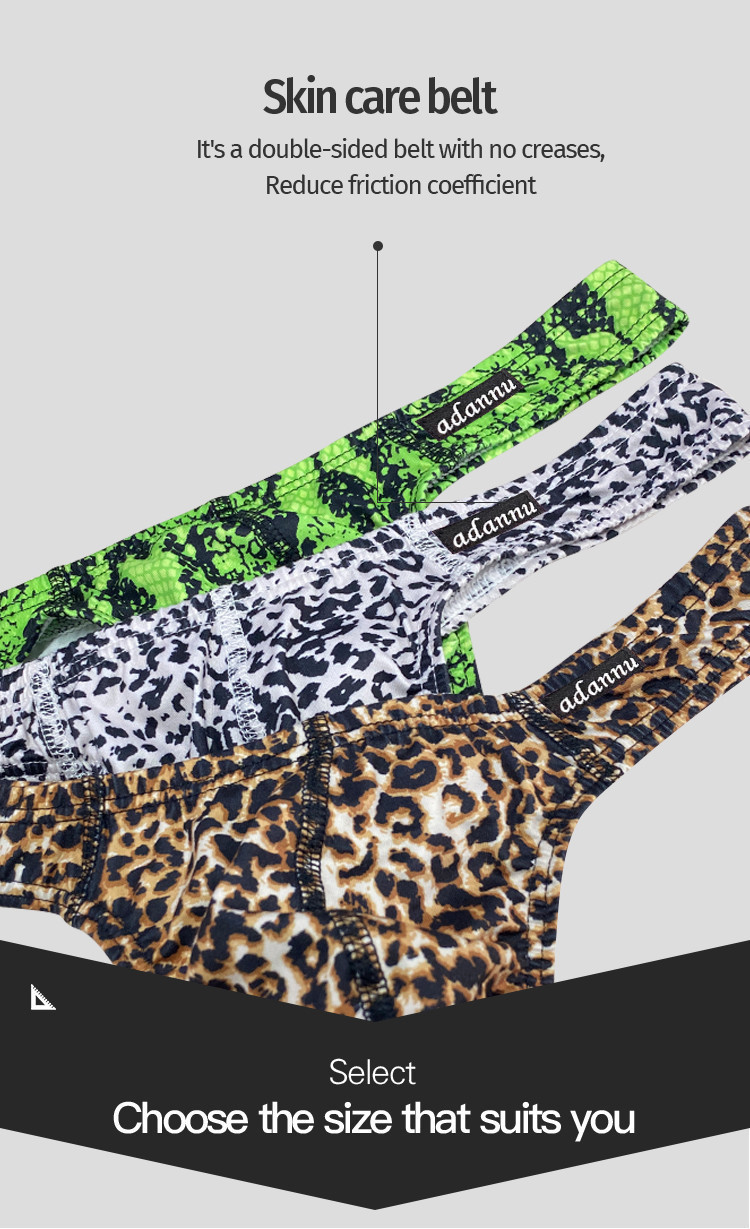 CMENIN Modal Men's Thongs Male Underwear Low Waist Panties Leopard Man ...