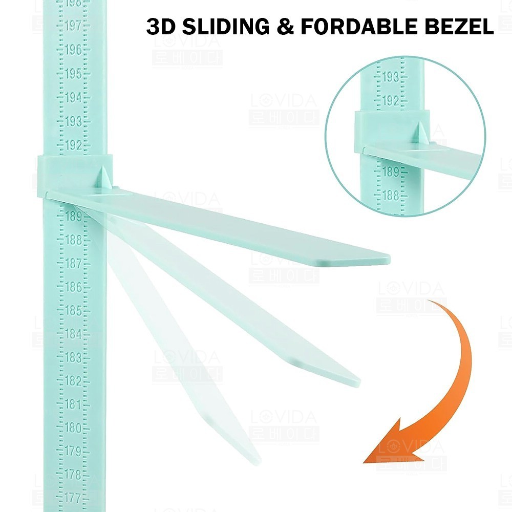 LOVIDA 200CM Children Wall Adhesive Height Measuring Ruler Moveable ...