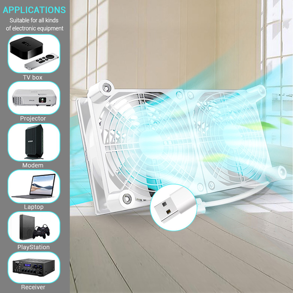 1200Rpm Usb Router Fan Wifi Modem Cooling Rack Router Cool 120Cm Wire ...