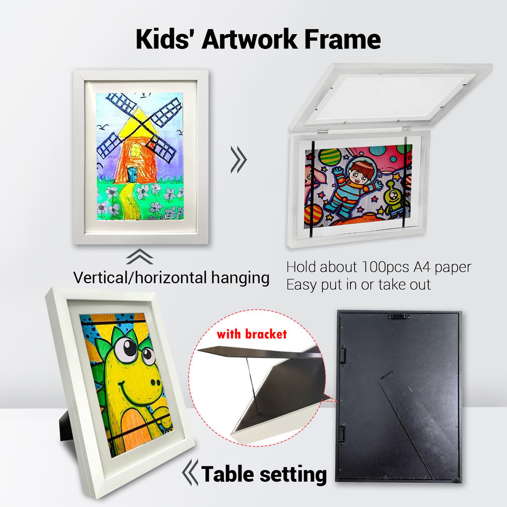 A3 A4 Kids’ Art Photo Frame Organizer Display Board Wall Picture Deco ...
