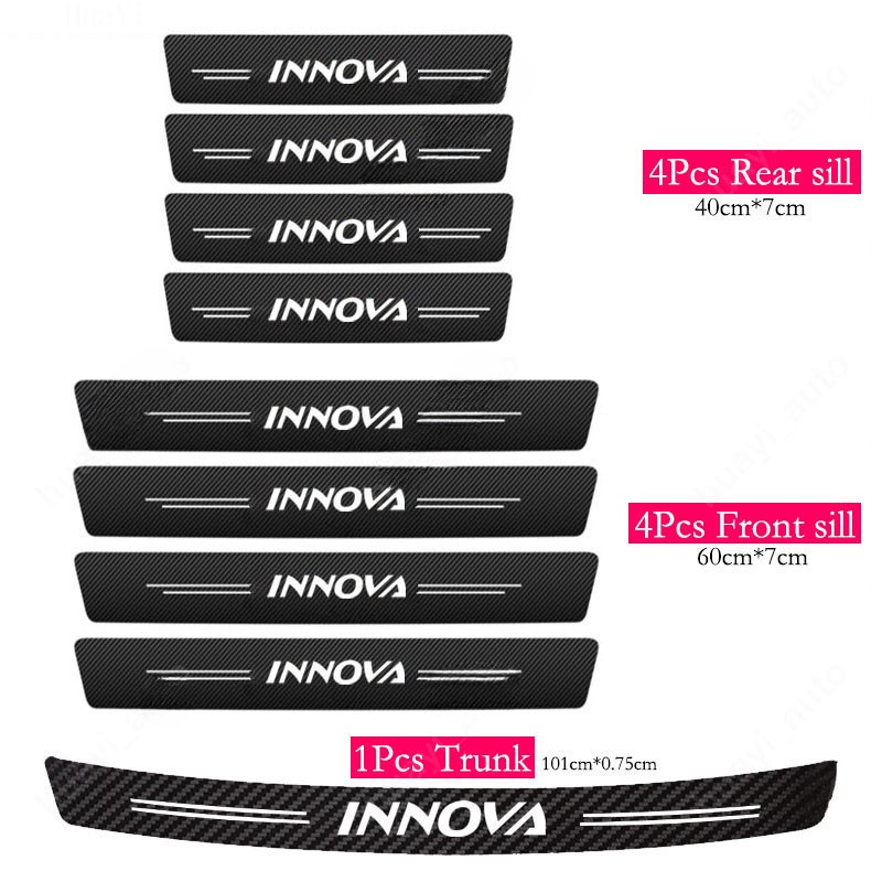 Toyota Innova Car Door Sill Sticker Anti-Scratch Carbon Fi r leather ...
