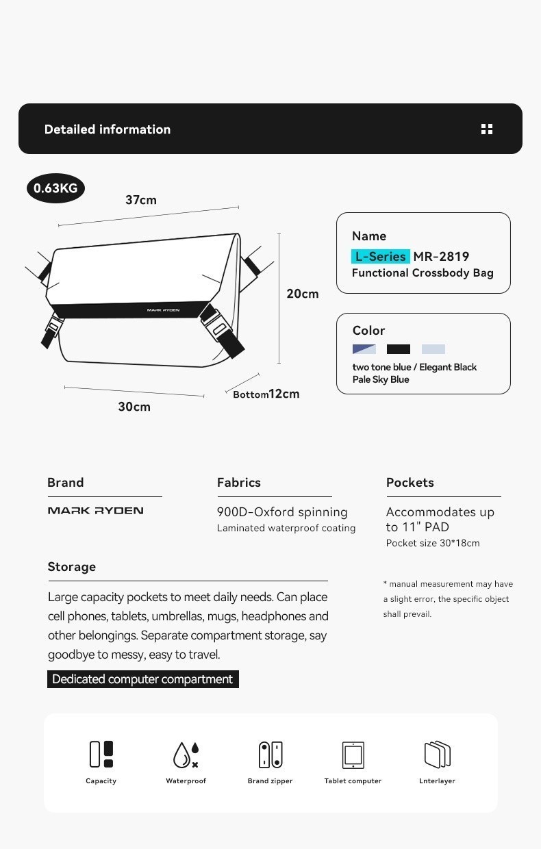 MARK RYDEN Sling Bag Men Beg Selendang Lelaki Splash Proof Shoulder Bag ...