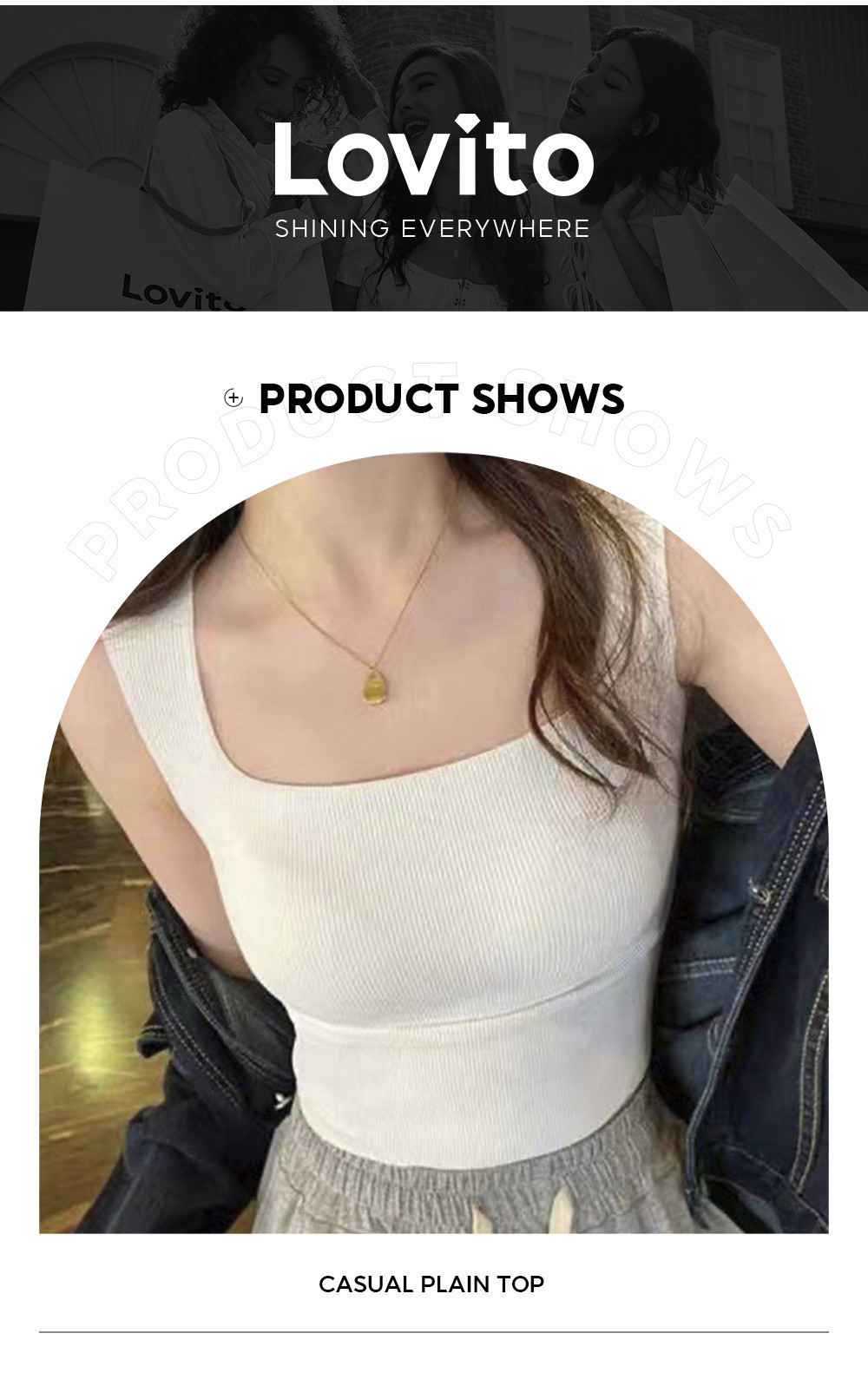 Lovito Casual Top Chest Pad Summer/Spring Tank Top for Women LNL35025 ...