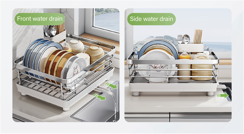 304 Stainless Steel Rak Pinggan Sinki Auto Drainage Kitchen Dish ...