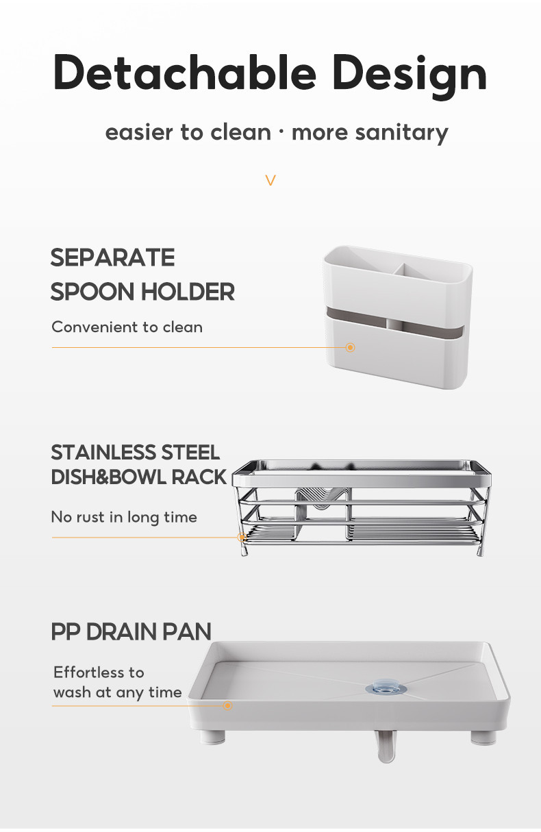 304 Stainless Steel Rak Pinggan Sinki Auto Drainage Kitchen Dish ...