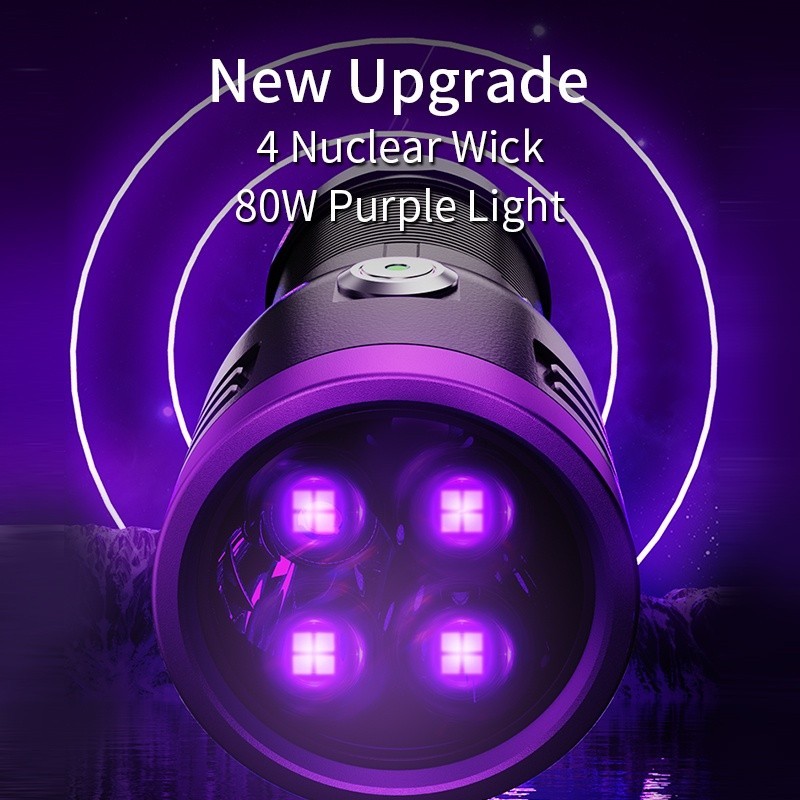 Smiling Shark UV Torch Light Led 80W 365nm Flashlight 4PCS Ultraviolet ...