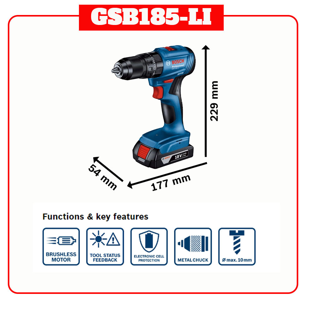 BOSCH GSB185-LI / GSB185LI OR GSB183-LI BRUSHLESS MOTOR 18V CORDLESS ...