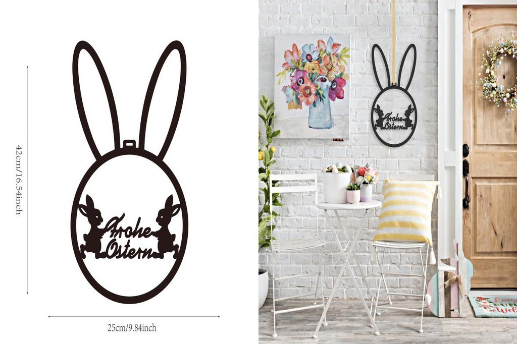 [stylishlife] Rabbit Welcome Sign Easter Home Accent Handmade Wooden ...