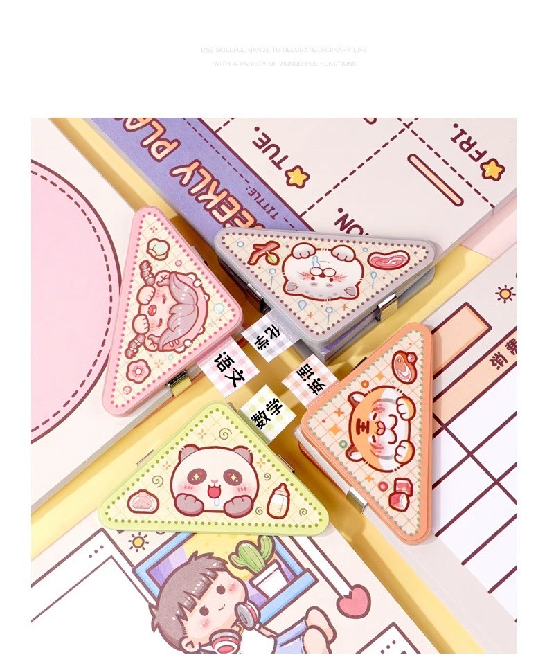 [xinyun] 小麻薯三角夹 动物系列 边角夹 试卷夹 三角 文件夹 学生 收纳 整理夹 Small Mochi Triangle Clip Animal Series Corner ...