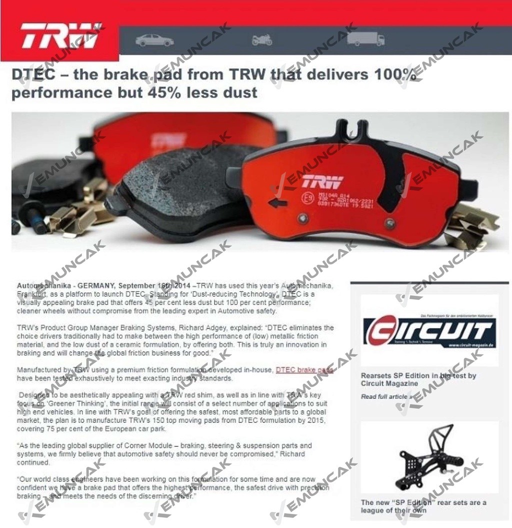 FORD FOCUS MK2 MK3 | TRW DTEC Brake Pad Set (Front / Rear) | Shopee Malaysia