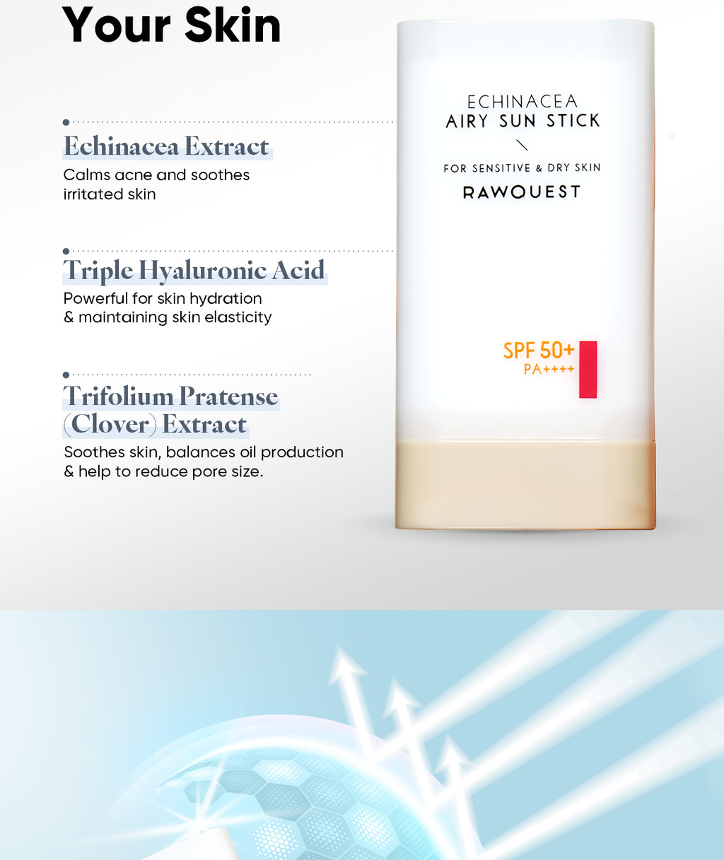 RAWQUEST Echinacea Airy Sun Stick SPF 50 PA++++ (19g) | Shopee Malaysia