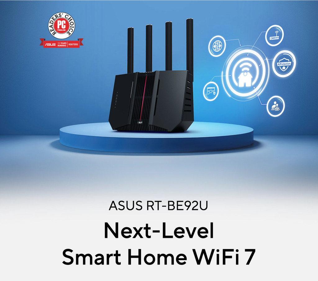 ASUS RT-BE92U WiFi 7 Router 6GHz Tri Band BE9700 10G WAN 2.0GHz Quad ...