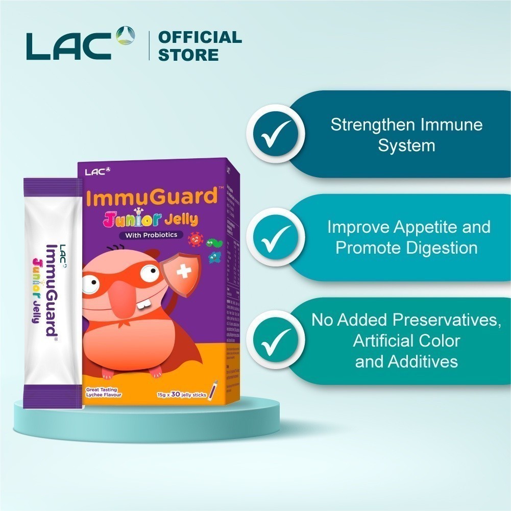 LAC Junior ImmuGuard Junior With Probiotics Jelly Sticks (15g x 30 Pcs ...
