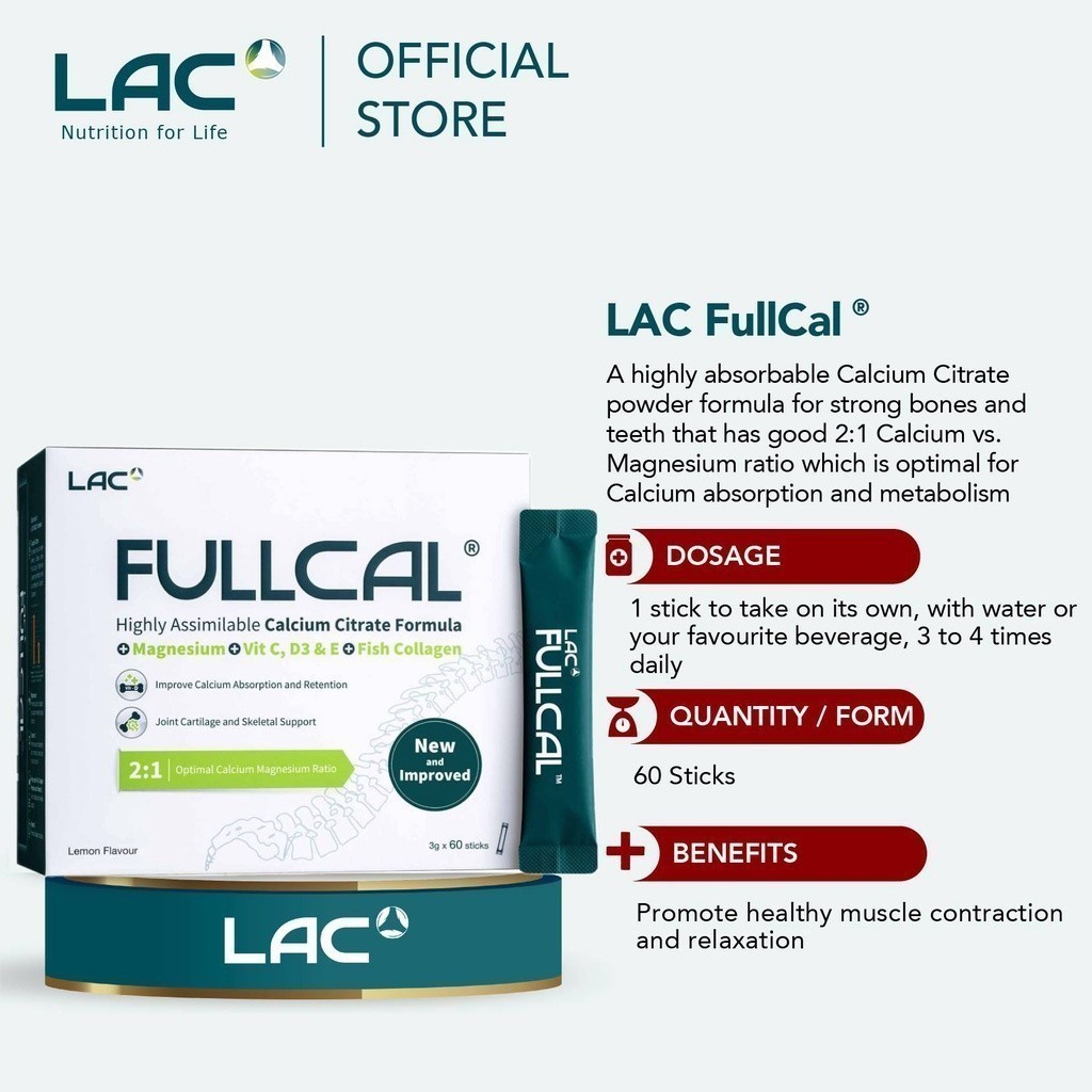 LAC FullCal - Lemon Flavor (3g x 60 Sachets) [Exp Nov 2026] 01403620 ...