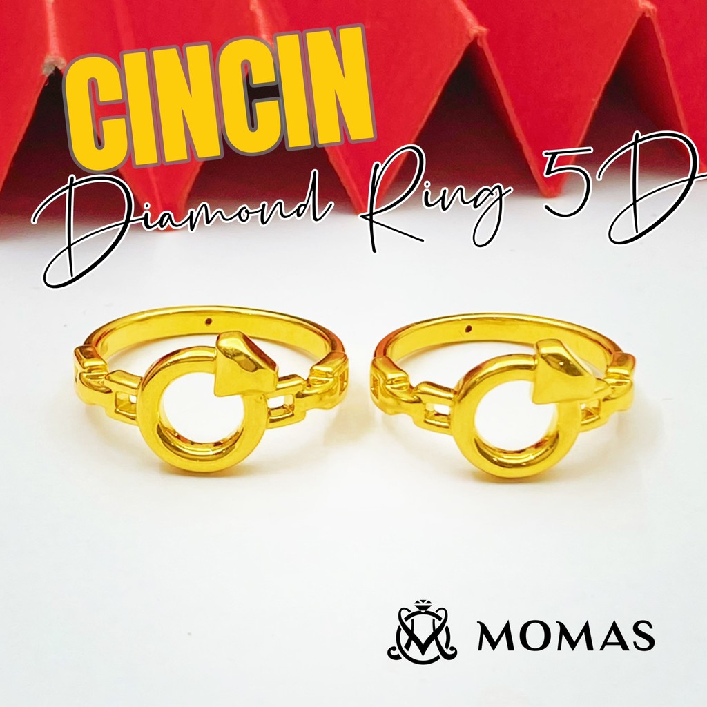 Cincin Diamond Ring 5D Emas 916 Original Cincin Emas 916 Tulen Cincin Bajet Emas 916 Cincin ...