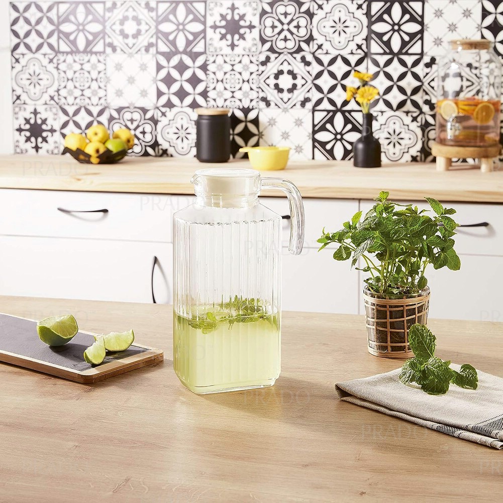 PRADO 1.7L Water Juice Glass Jug Transparent Glass Serving Jug Cold ...