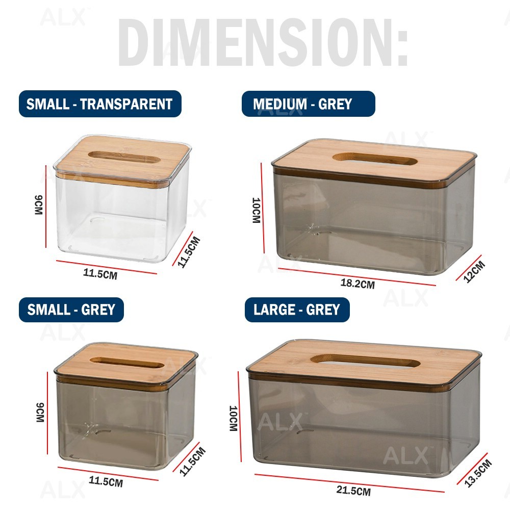 ALX Premier Tissue Storage Box Tissue Box wt 100% Bamboo Wood Lid ...