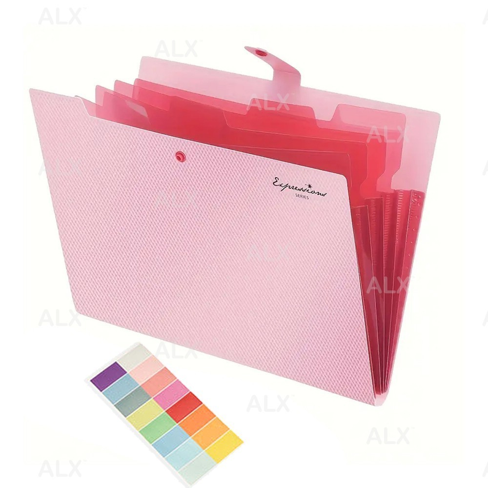 ALX 5 Pocket Expanding File Folder With Colorful Label Portable School ...